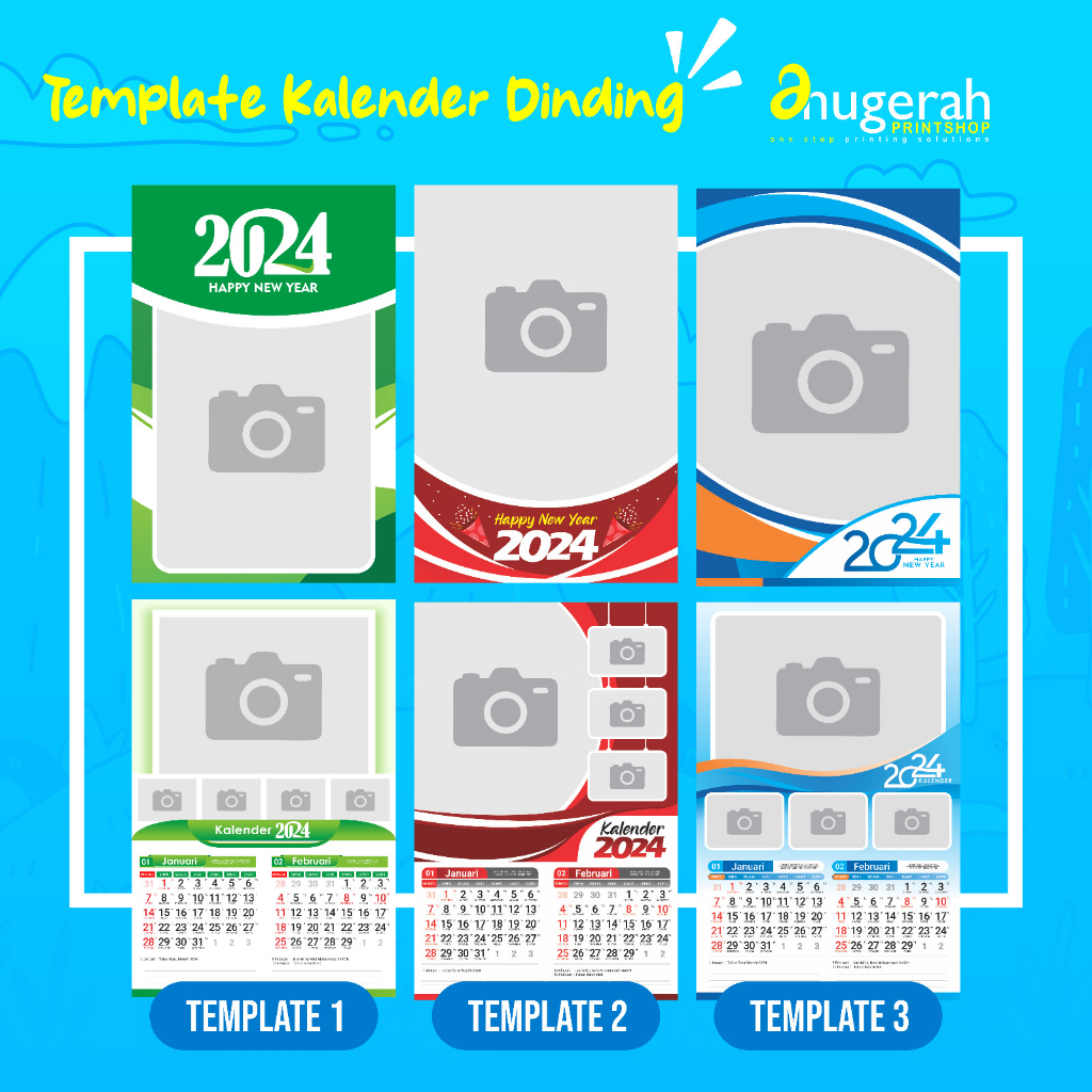 Jual Kalender Dinding Tahun Baru Hanger + Spiral Kawat 7 Lbr Art Carton ...