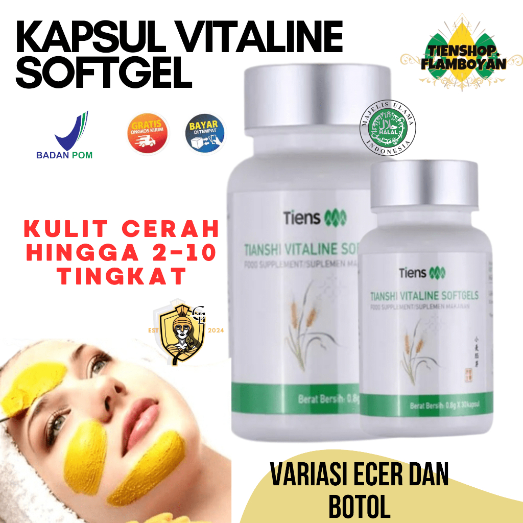Jual COD Kapsul Suplemen Vitaline Softgel Pencerah Kulit Badan dan Wajah Isi Ecer Dan Botol ...