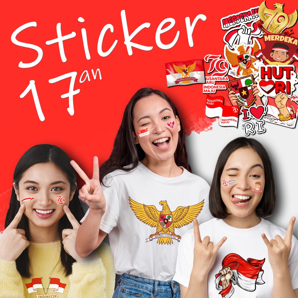 Jual Stiker pipi 17 Agustus sticker wajah merah putih Sticker tempel ...