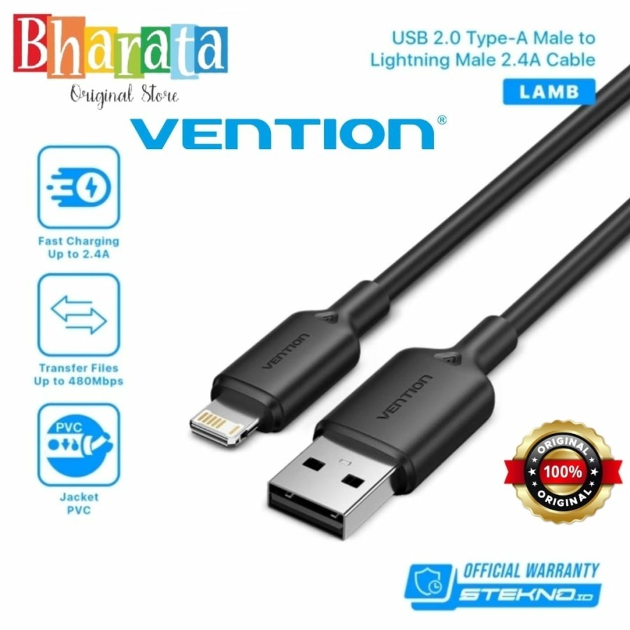 Jual Vention Kabel Data Charger USB A to Lightning Apple Iphone ( LAN ) | Shopee Indonesia