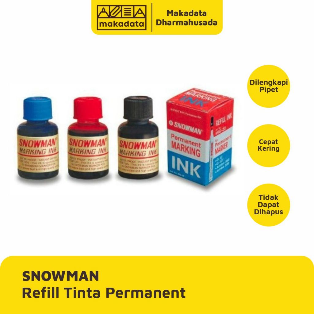 Jual ISI TINTA / REFILL TINTA SPIDOL PERMANEN MARKER SNOWMAN (1 PCS ...