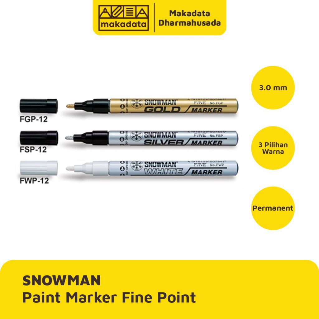 Jual SPIDOL PERMANENT PAINT MARKER SNOWMAN FINE POINT FGP | FSP | FWP (1 PCS) | Shopee Indonesia