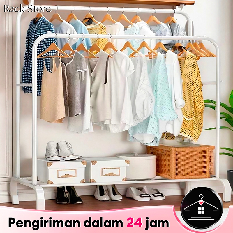 Jual Rak Gantungan Baju Besi Double Stand Hanger Serbaguna Stand Hanger ...