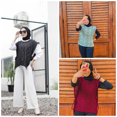 Jual Rompi Brukat Baju Wanita Premium Outer Brokat Rompi Tali Samping ...