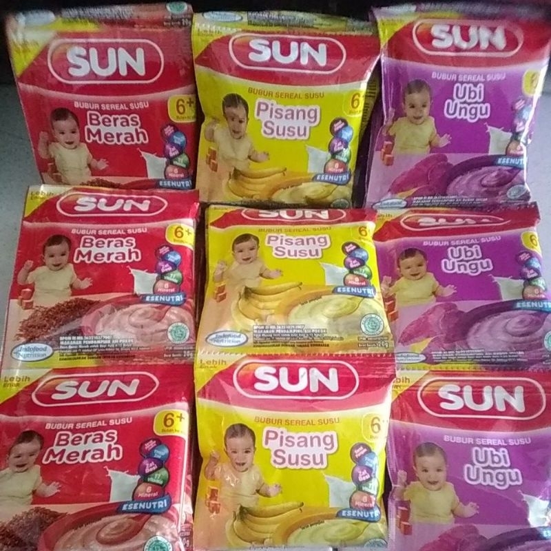 Jual SUN Beras Merah, Pisang Dan Ubi Ungu Saset | Shopee Indonesia