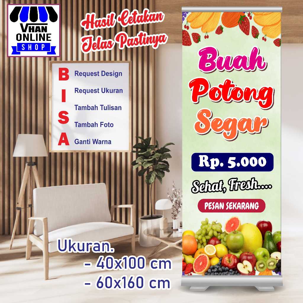 Jual MMT Banner Spanduk Jualan Buah Potong Model Berdiri | Shopee Indonesia
