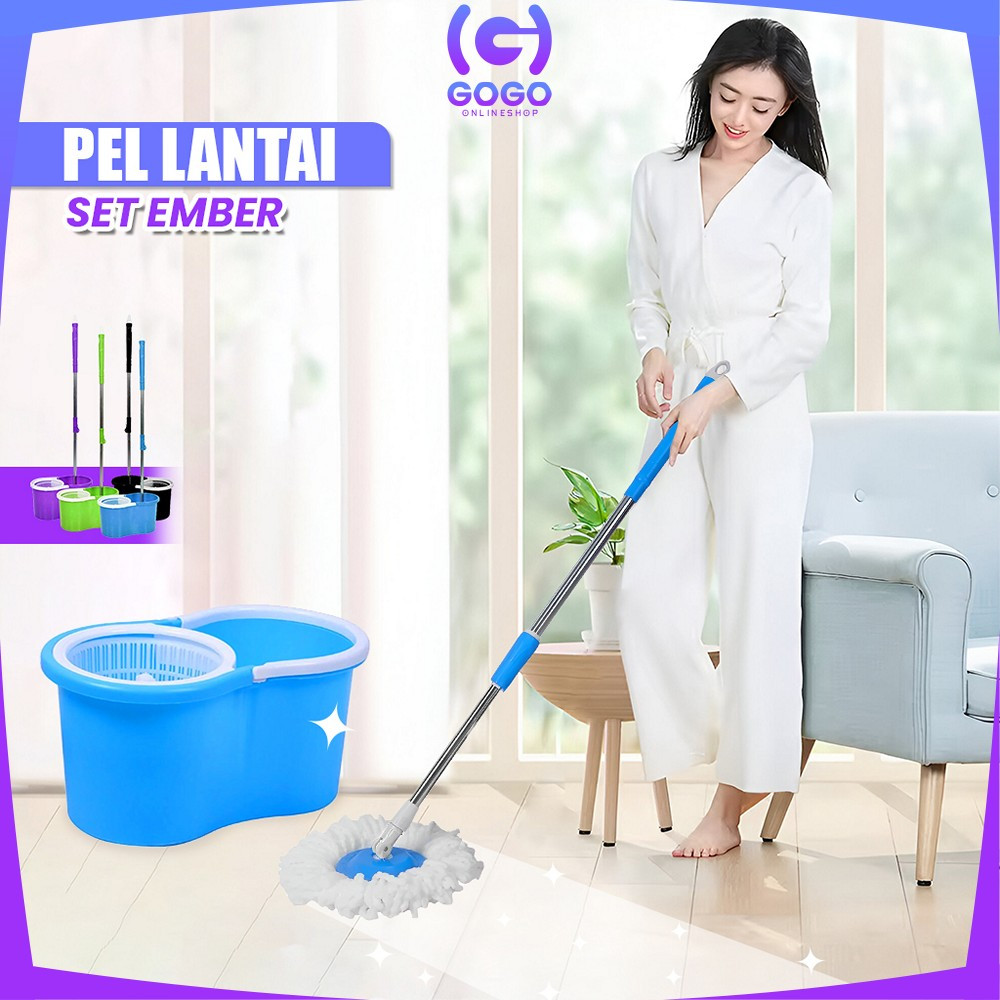 Jual GOGO-C526 Alat Pel Lantai Dengan Ember Serbaguna / Pel Lantai Ultra Putar Praktis / Kain ...