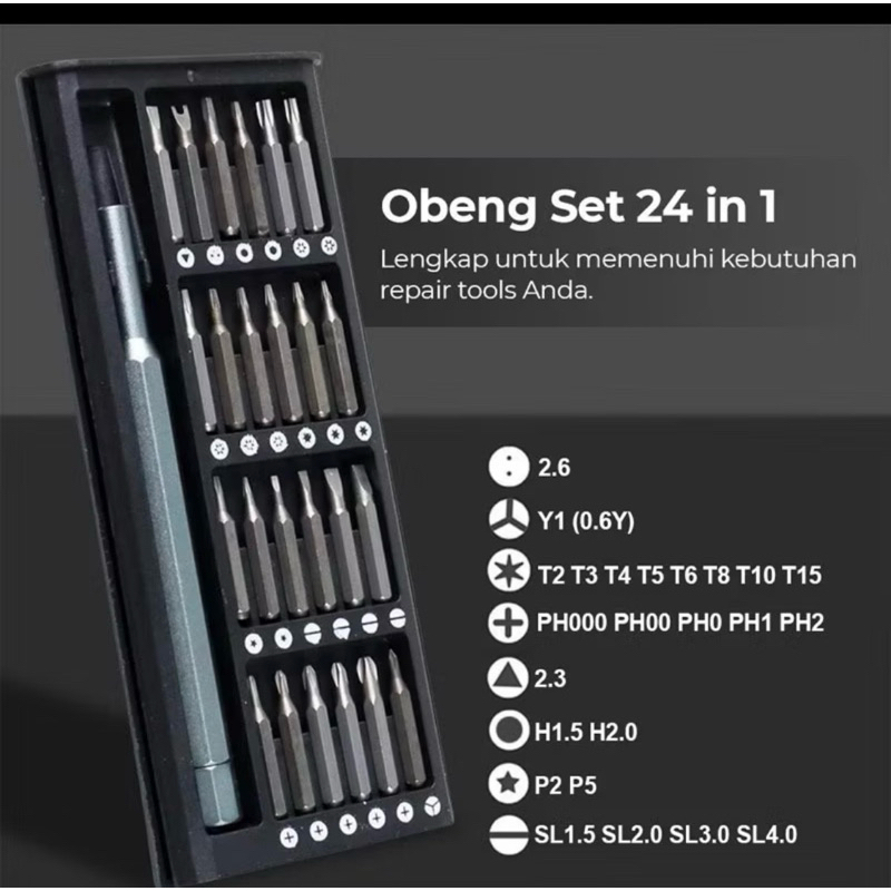 Jual Obeng set 24in1 ORGINAL 100 % + BOX obeng magnet multifungsi isi ...