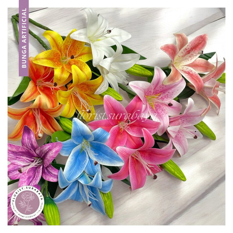 Jual BUNGA LILY LATEX CABANG 2 ARTIFICIAL|BUNGA LILI PALSU BAHAN LATEX ...