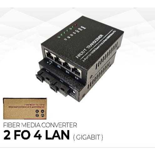 Jual Htb Media Converter 2FO4LAN Converter gigabit 2 Port Fiber Optic 4 Port LAN 2 FO 4 LAN 2FO ...