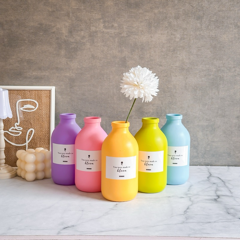 Jual VAS BUNGA (STICKER) KACA WARNA-WARNI 250ML PASTEL NORDIC | VAS ...