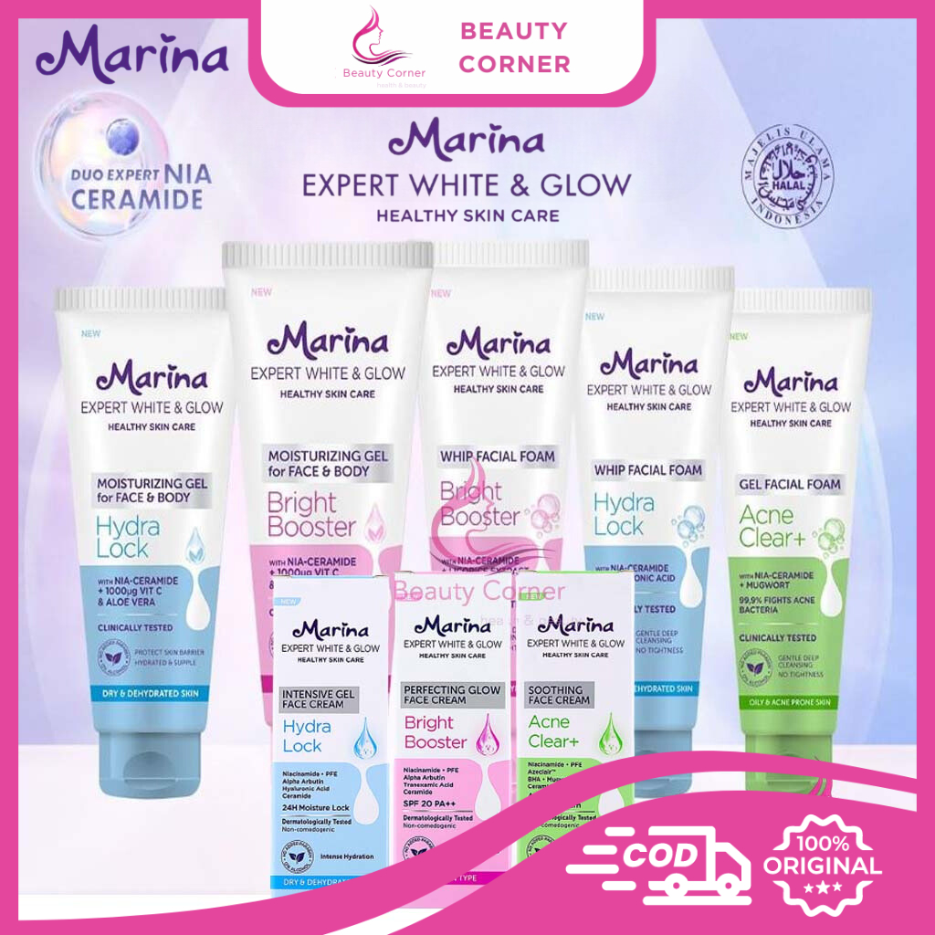 Jual Marina Expert White & Glow Whip Facial Foam | Moisturizing Gel ...