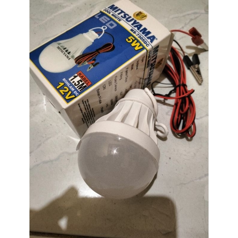 Jual Lampu Led DC 12V 5W Model Langsung Jepit Ke Baterai Aki 12Volt ...
