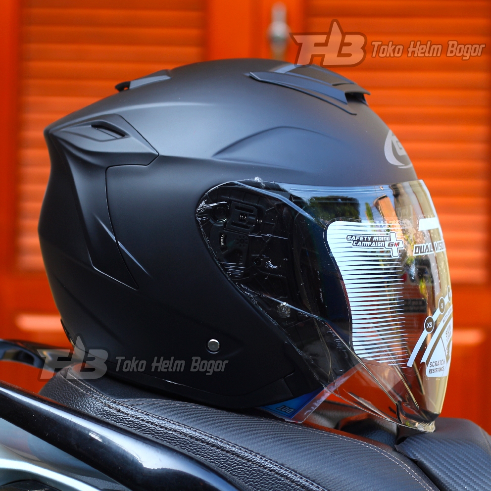 Jual Helm GM FURRY solid BLACK DOF | Shopee Indonesia