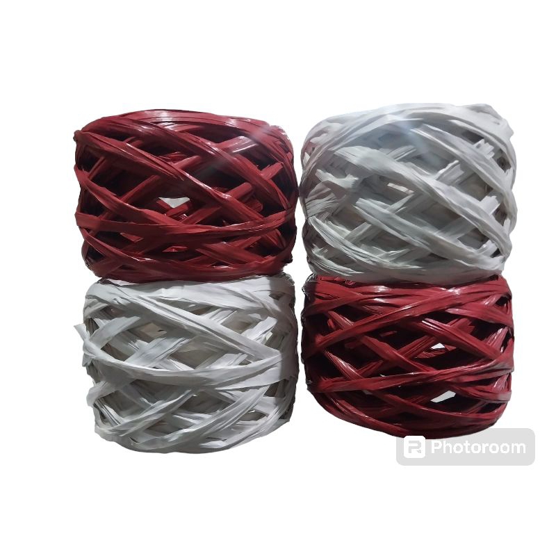 Jual Tali rafia Merah Putih plastik Tali rumput jepang gulungan kecil ...