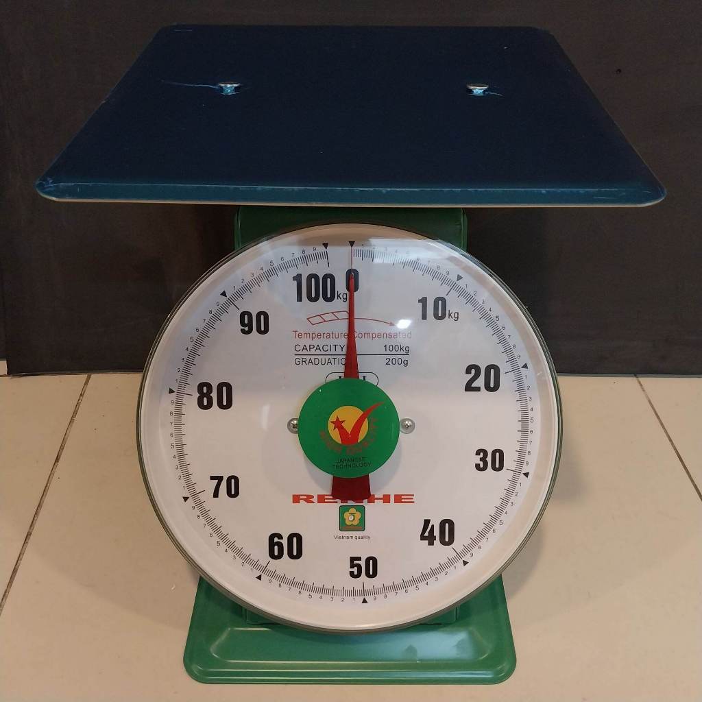 Jual Timbangan Manual Jarum Vietnam 100kg bahan Besi Plat Datar Rata Meja Hijau kapasitas 100 kg ...