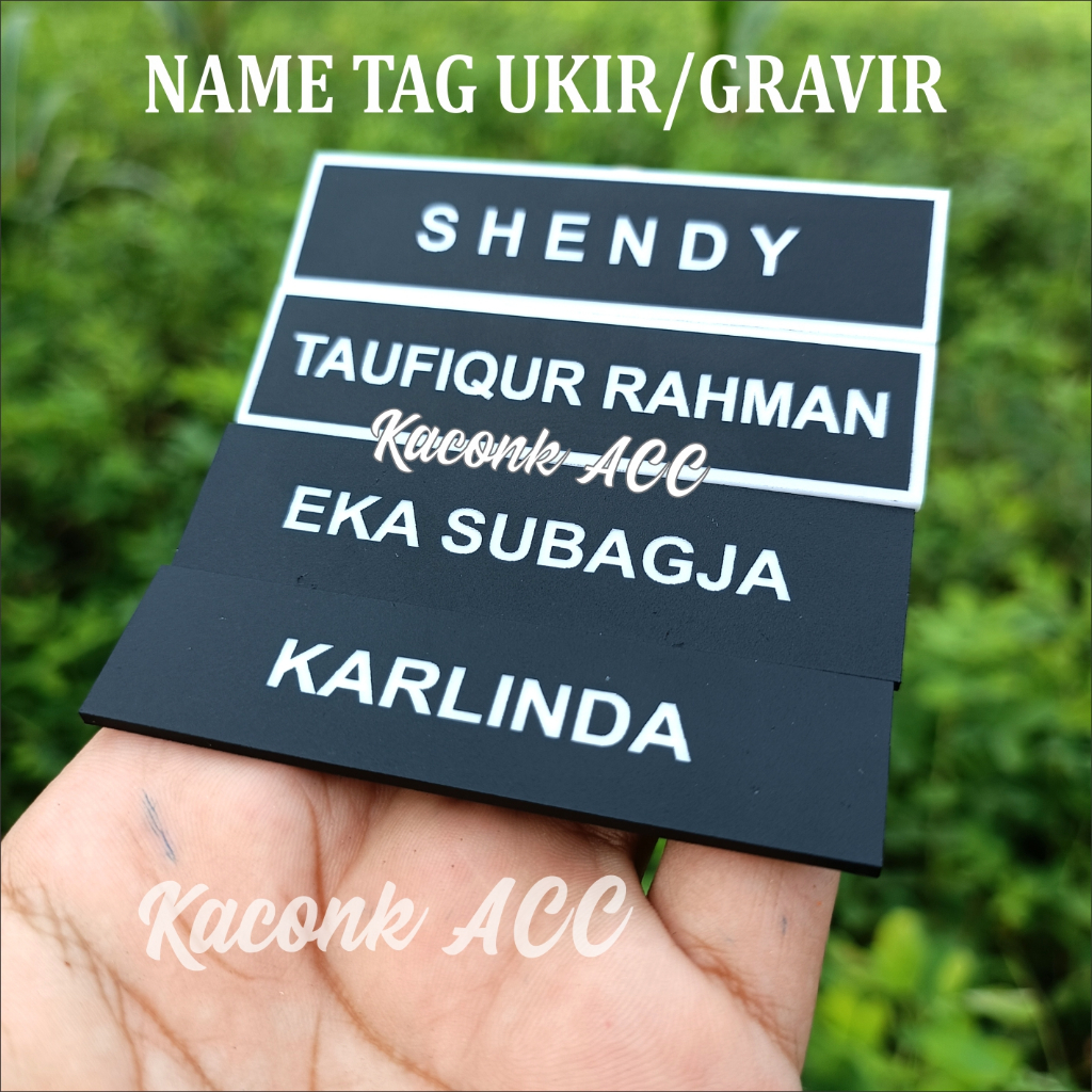Jual SEHARI JADI Name Tag Grafir Papan Nama Gravir Gravier DOFF Laser ...
