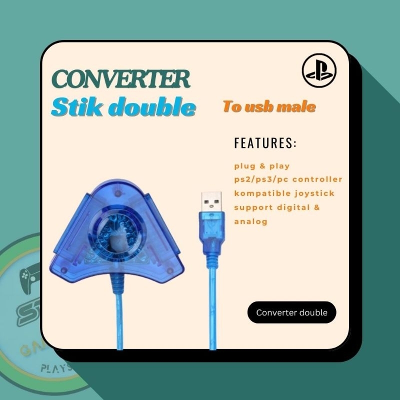 Jual Converter USB 2 Slot Stik Stick PS2 ke PS3 / PC Double | Shopee ...