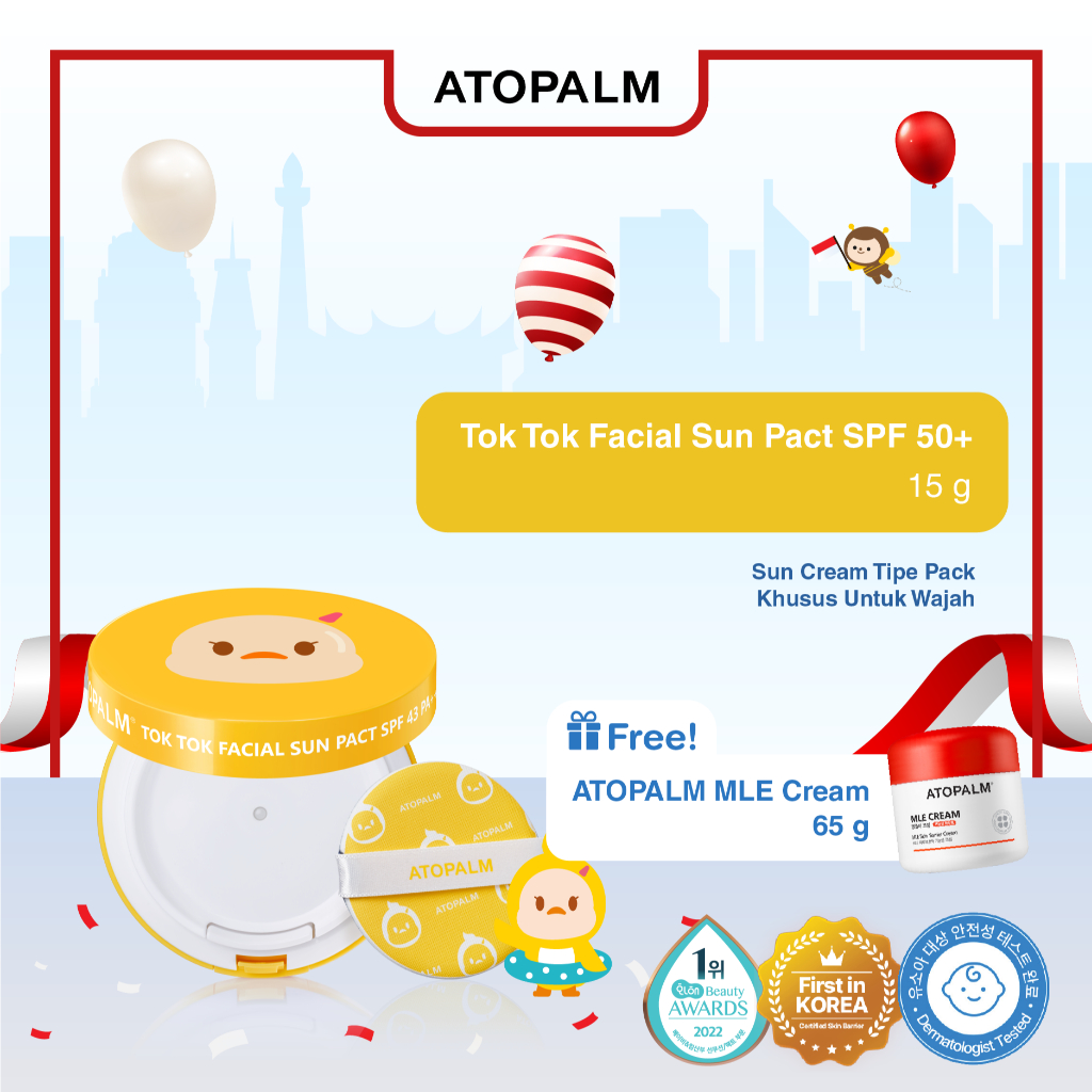 Jual ATOPALM Tok Tok Facial Sun Pact SPF43 PA+++ 15g - Sunscreen ...