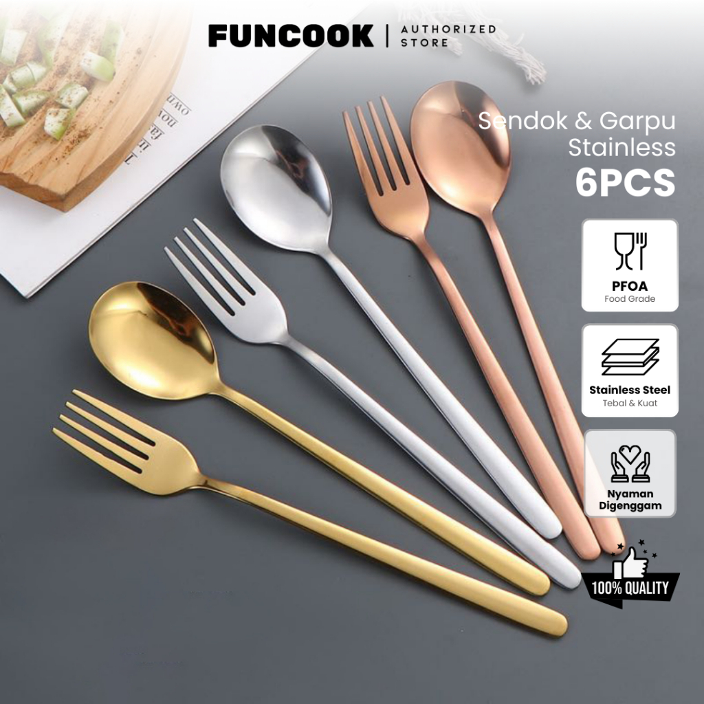 Jual Funcook Sendok Garpu Korea Sujeo Set isi 6 Stainless / Alat Makan ...