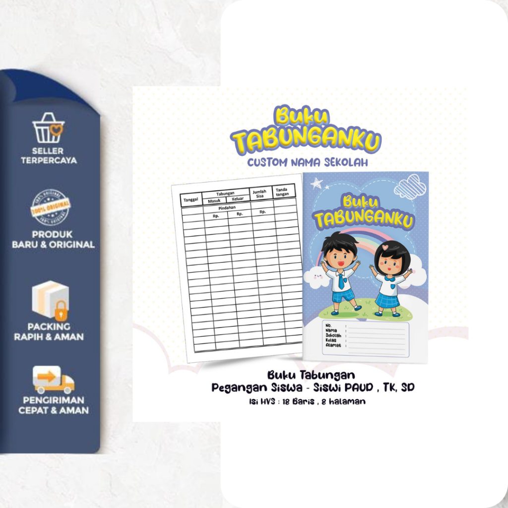 Jual Custom Buku Tabungan Custom Nama + Cover Tabungan Sekolah SD , TK ...