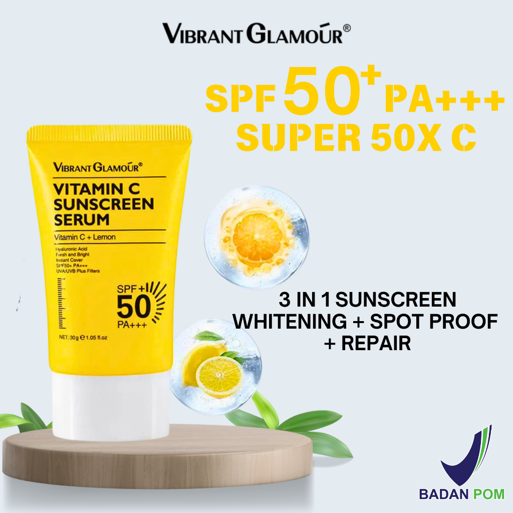 Jual 100% ORIGINAL | VIBRANT GLAMOUR Tabir Surya Vitamin C SPF 50+ PA+++ UVA/UVB Sunblock 50X C ...