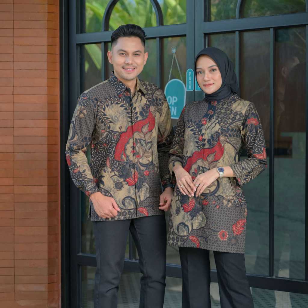 Jual COUPLE BATIK Ruffle Couple KEMEJA COUPLE BATIK TERLARIS BATIK TALENTA Batik Couple keluarga ...