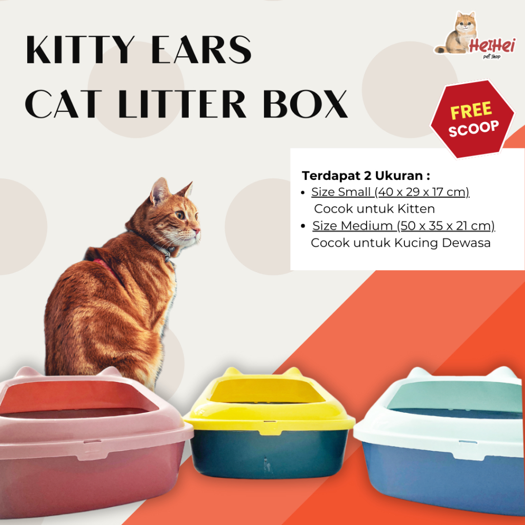 Jual Kitty Ears Cat Litter Box + Sekop - Bak Tempat Pasir Kucing/Kitten ...