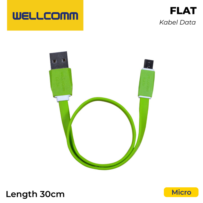Jual Kabel Data Wellcomm Fast Charging 3A Flat Micro 30cm | Shopee ...