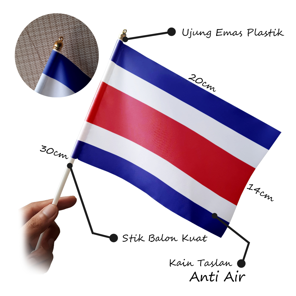 Jual Nazhifa Printing - Bendera Tangan Negara Kosta Rika Costa Rica ...