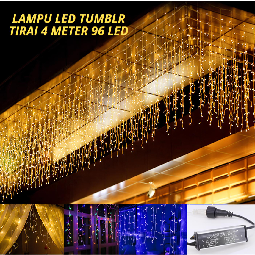 Jual Lampu Hias LED Tirai 4 Meter 96 LED / Lampu Hias Natal Kelap Kelip ...