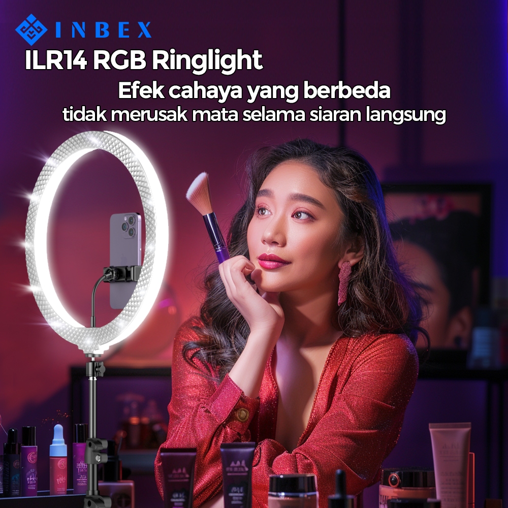 Jual INBEX RGB Ring Light LED Beauty Makeup Lampu Livestream 36CM 2700K ...