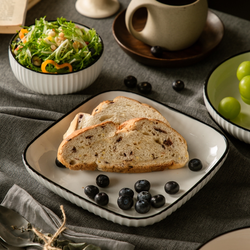 Jual Square Ceramic Plate 8 inch Dinner Salad Plate Piring Dessert ...