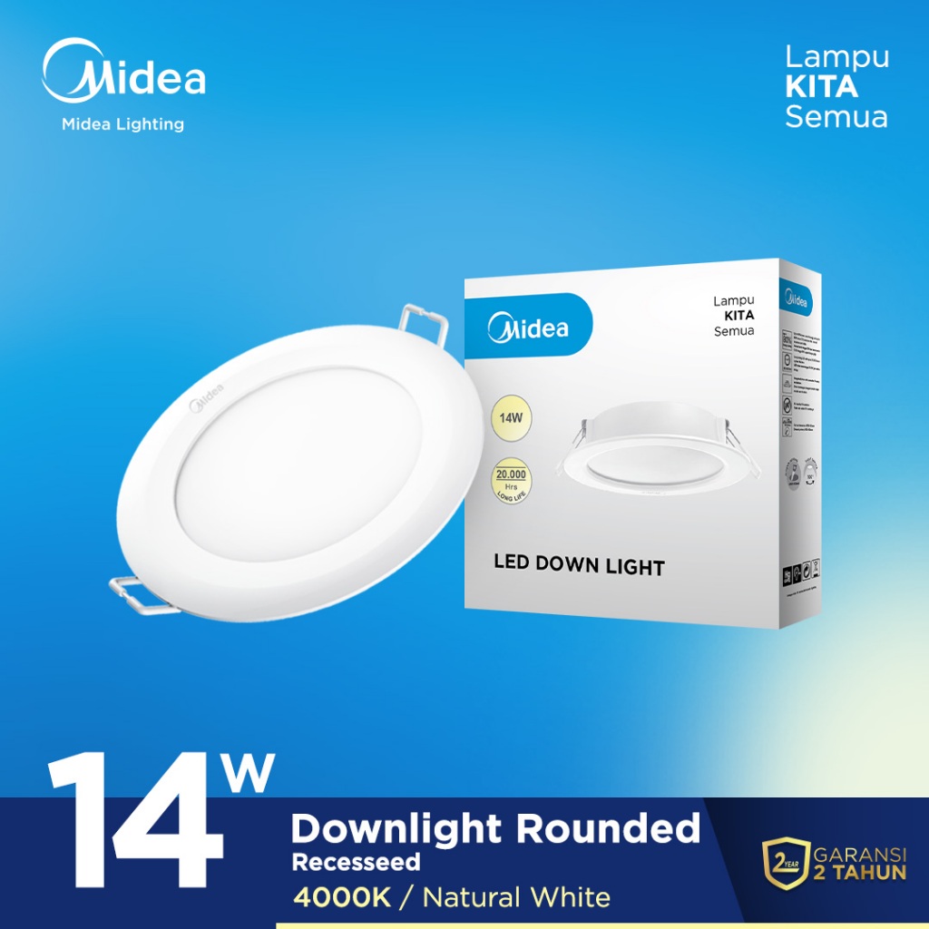 Jual Midea Lighting - Lampu LED Downlight 14 Watt 4000K - Kuning Soft ...
