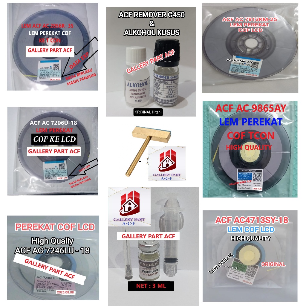 Jual paket lem acf ac 2056 , ac 7206 , ujung solder T , REMOVER + ALKOHOL , LEM CAIR ACF 4301 ...