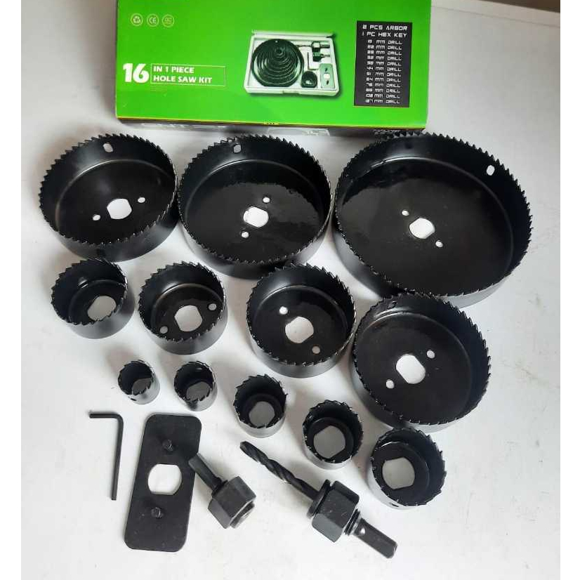 Jual 16Pcs Mata bor Hole saw Kit Mata bor set Pelubang Kayu PVC ...