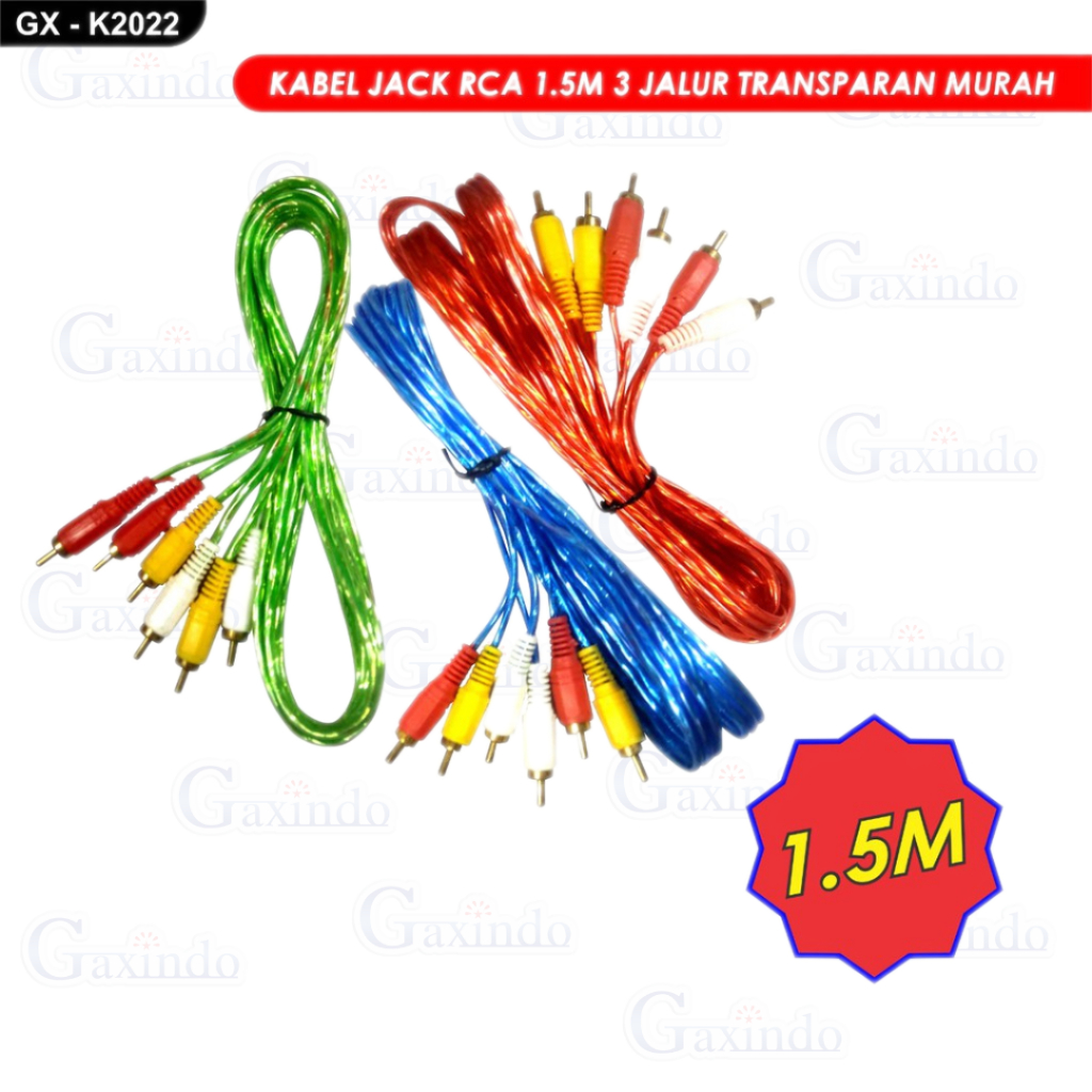 Jual KABEL JEK RCA 3-3 AUDIO 1.5 METER MODEL K2022 KABEL COLOKAN JEK TV ...