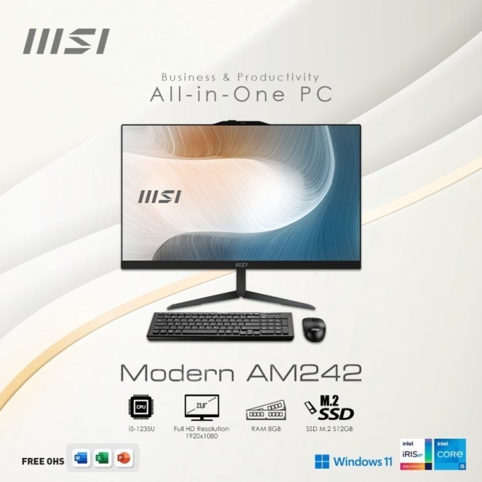 Jual PC AIO MSI MODERN AM242 12M 23.8"LED/CORE I5-1235U/8GB/512GB ...