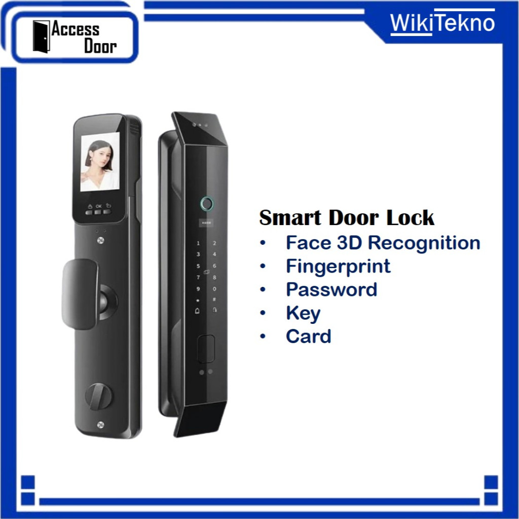Jual Smart Door Lock Face 3D Recognition Fingerprint Password Key Card ...