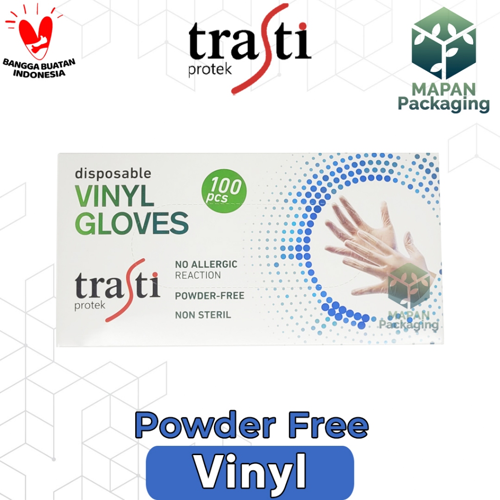 Jual Sarung Tangan Vinyl Disposable Gloves Powder Free Trasti Protek ...
