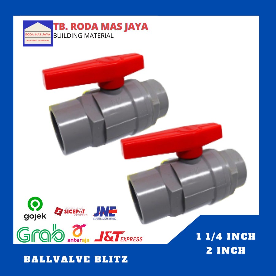 Jual Stop Kran / Ball Valve plastik PVC BLITZ 2" dan 1 1/4" | Shopee Indonesia
