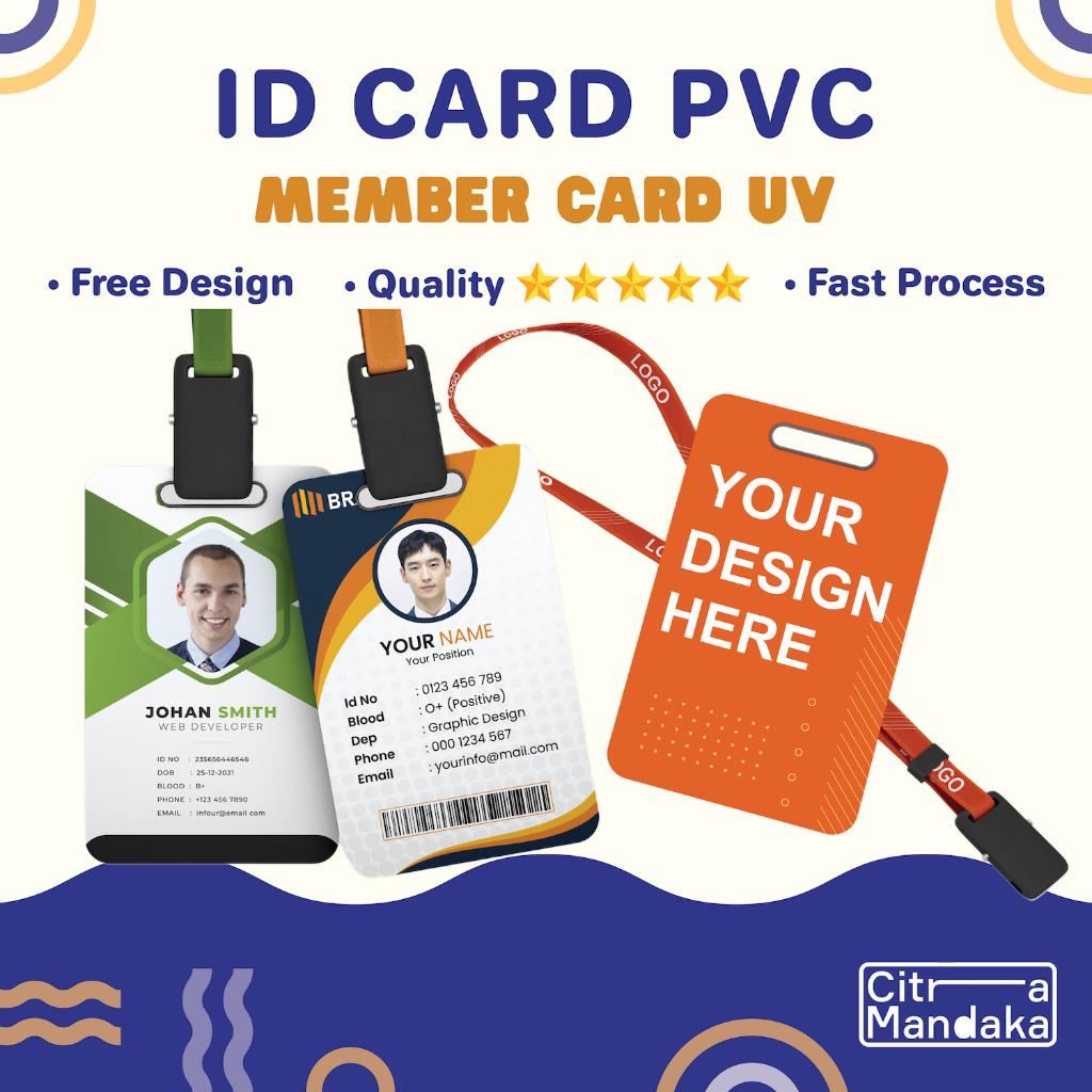 Jual Cetak ID Card Satuan Name Tag Custom PVC 0,76 mm UV Print | Shopee Indonesia