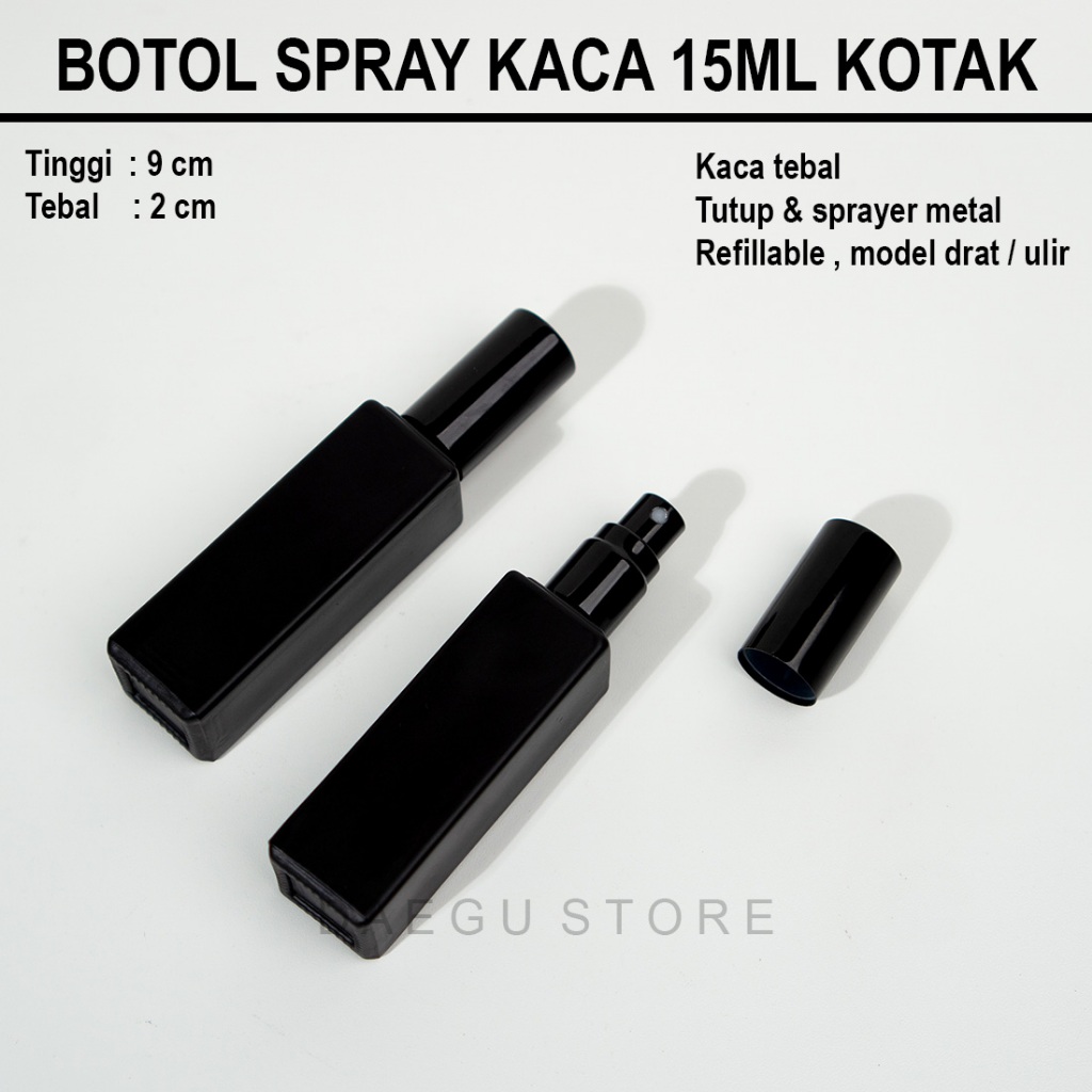 Jual Botol Spray Parfum 15ml - Kaca KOTAK HITAM DOFF BLACK MATTE Mini ...