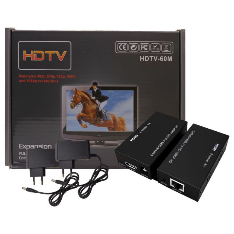 Jual Hdmi Extender 60M RJ45 UTP Cat5 cat6 HDTV-60M Expansion Full HD ...