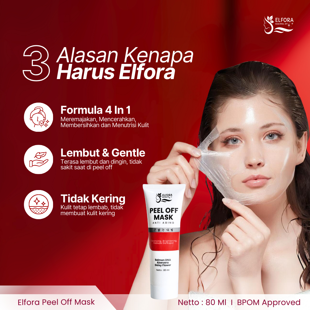 Jual Elfora Peel Off Mask Anti aging Extra DNA Salmon With 7 Days Anti ...