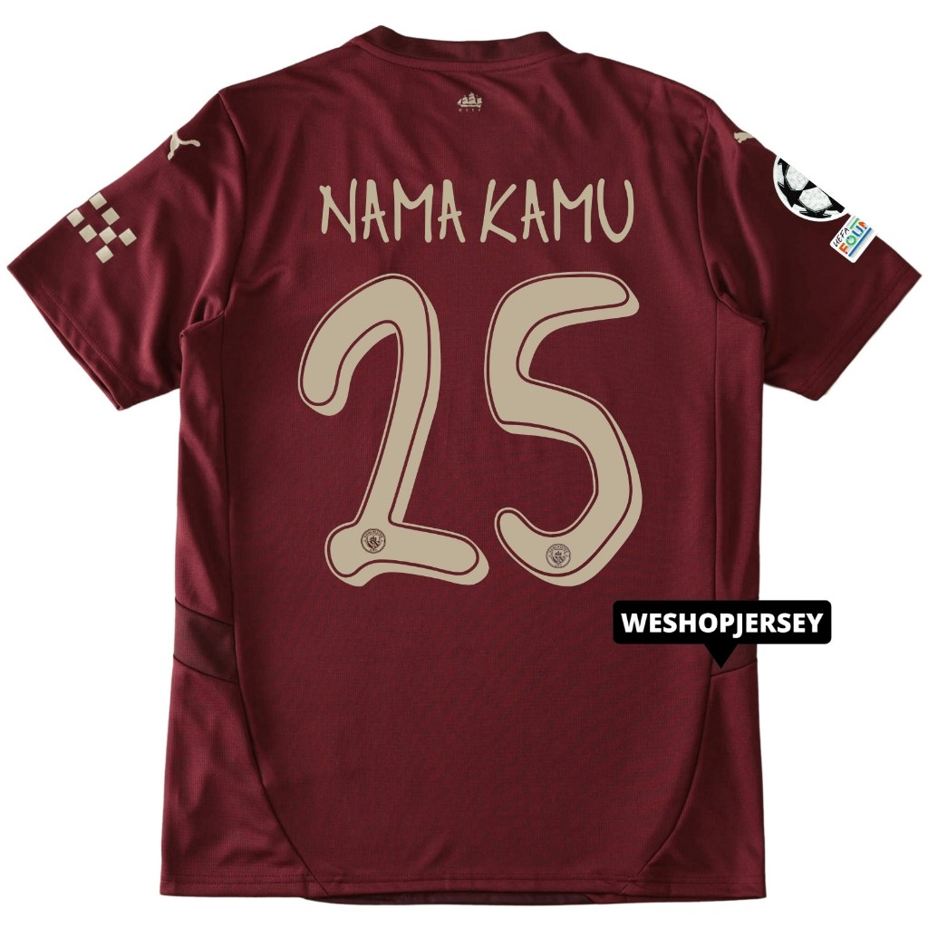 Jual Fans Version Jersey Manchester City Marun 2024 2025 Baju Bola Citi 3rd 24 25 Kaos ...