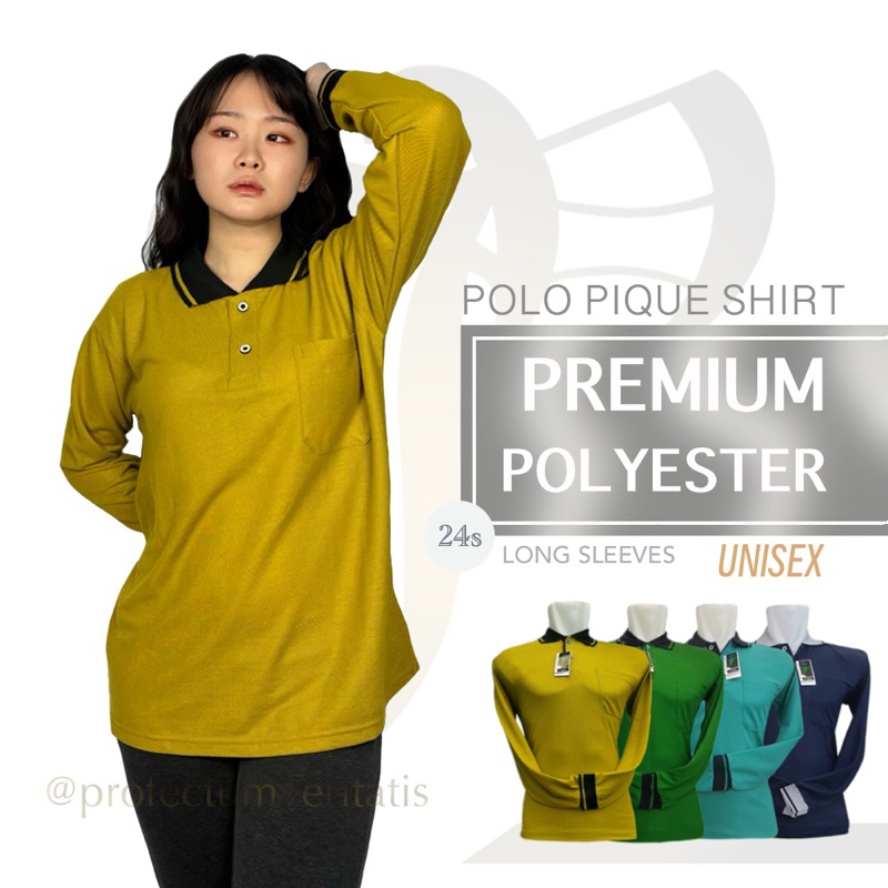 Jual Kaos Polo Unisex Lakos Polyester Premium Lengan Panjang - Hijau ...