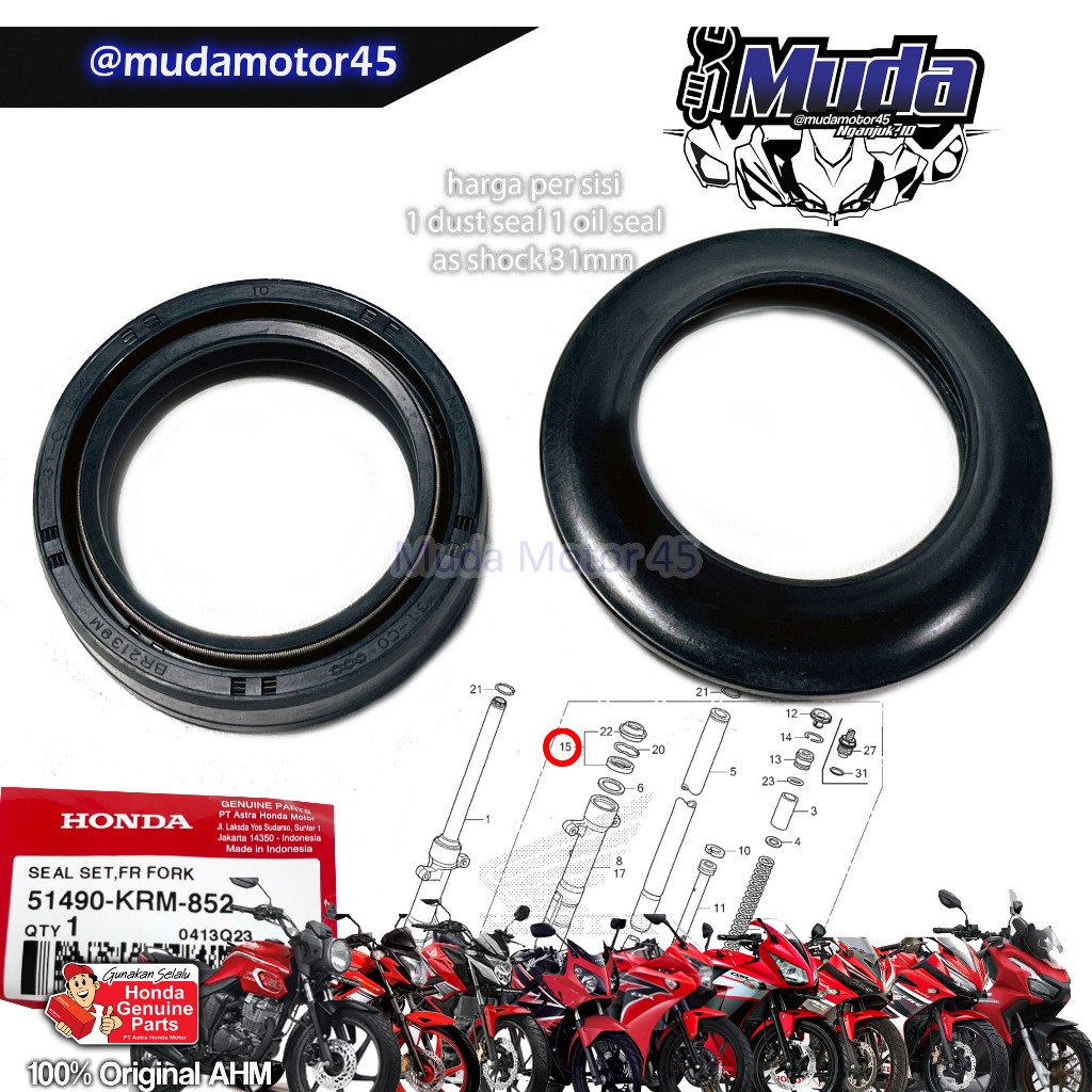 Jual SEAL SHOCK CBR150R CB150R ADV 150 160 MEGAPRO MONO 1 SET TUTUP ...