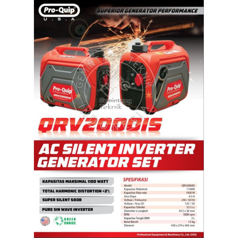 Jual Genset Inverter 1000 Watt 1100 Watt Super Silent Portable Merk PRO ...