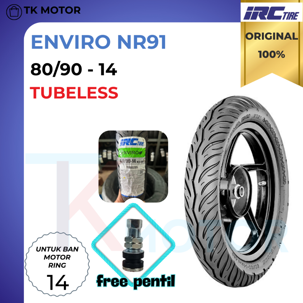 Jual IRC ENVIRO NR91 80/90-14 TUBELESS ( ORI ) | Shopee Indonesia